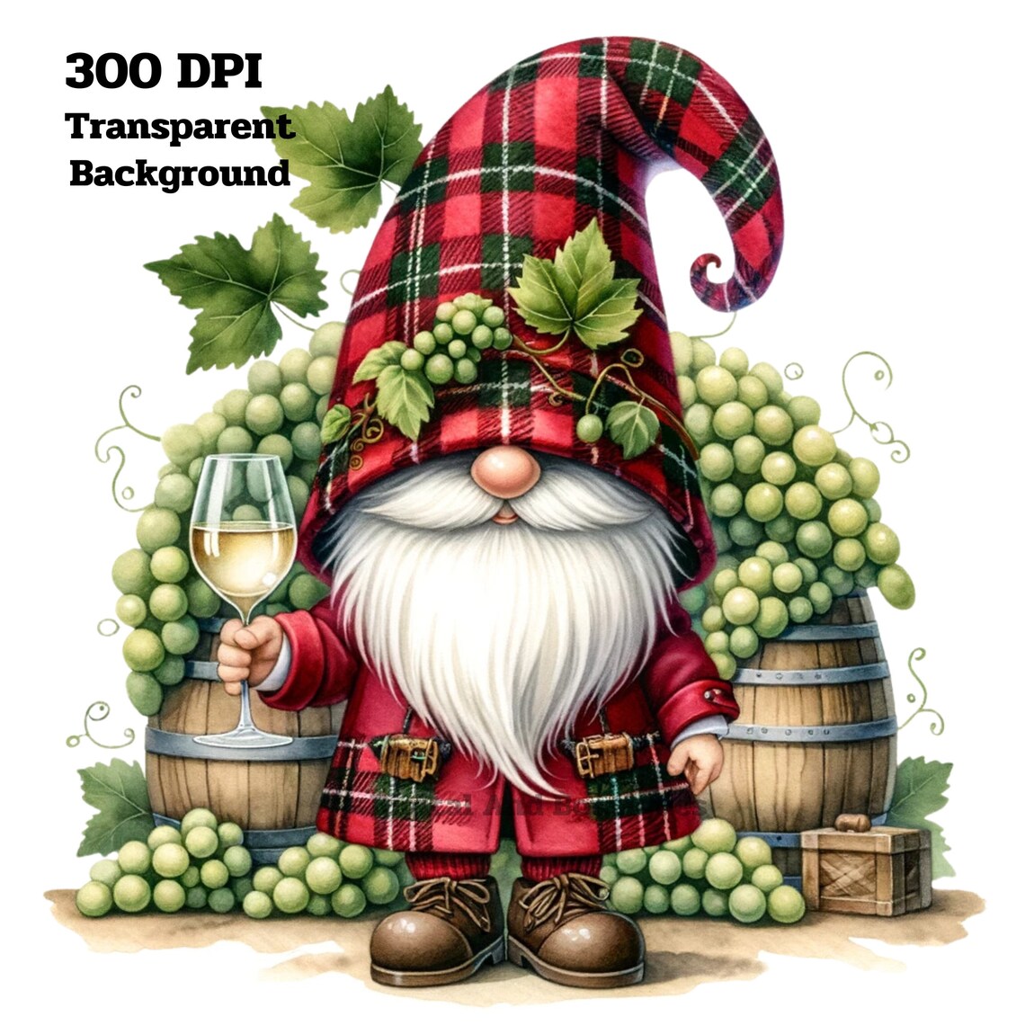 Wine Gnome Clipart, Whimsical Wine Gnome Clipart PNG, Kitchen Decor ...