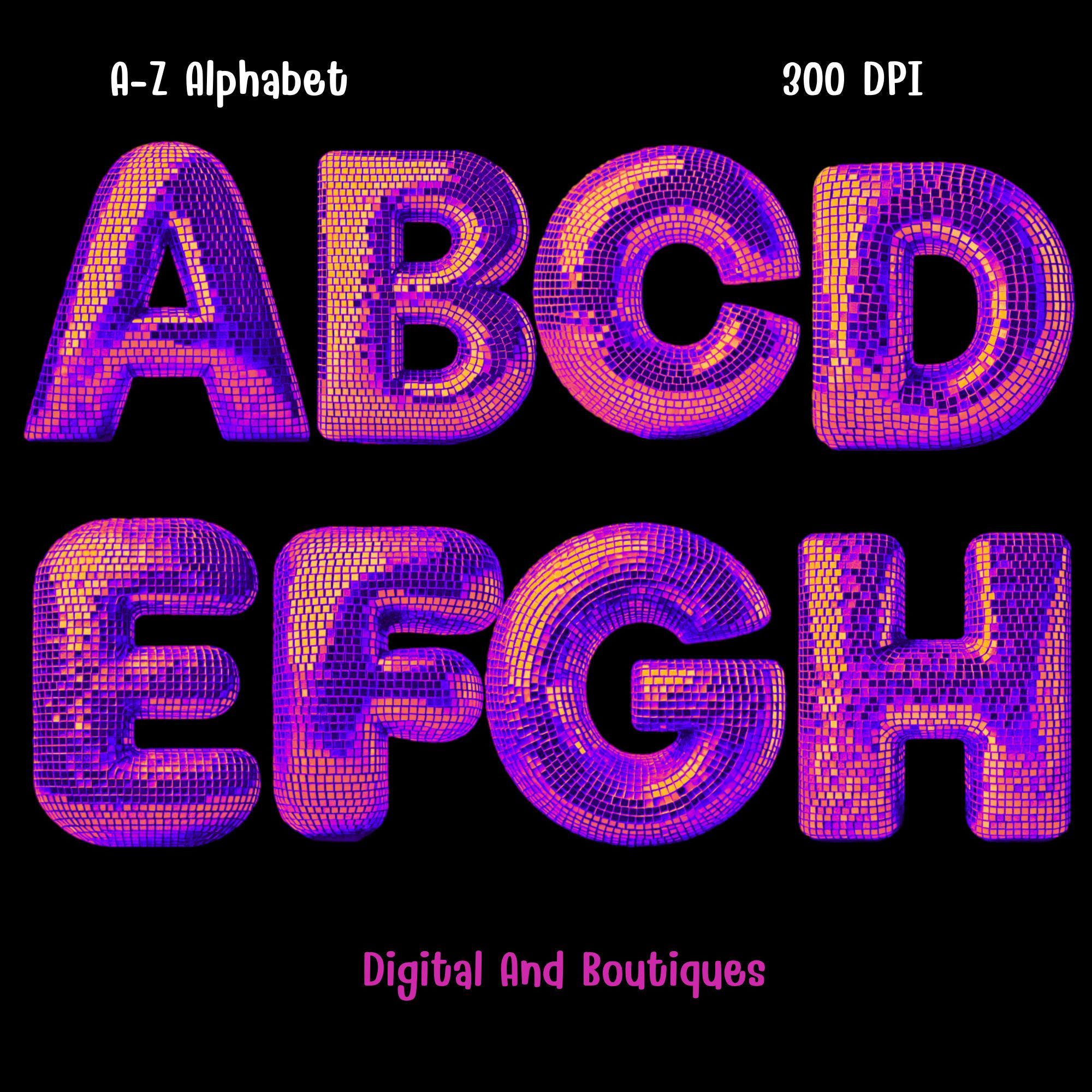 Disco Alphabet PNG, 3D Alphabet, Outrun Alphabet, Clipart Letters ...