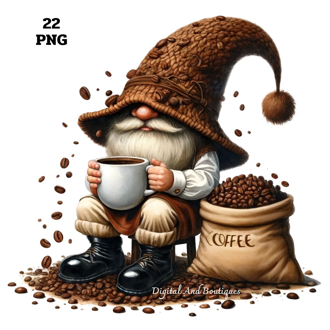 Coffee Gnomes, Gnome Sticker, Coffee Sticker PNG, Kitchen Decor, Coffee ...