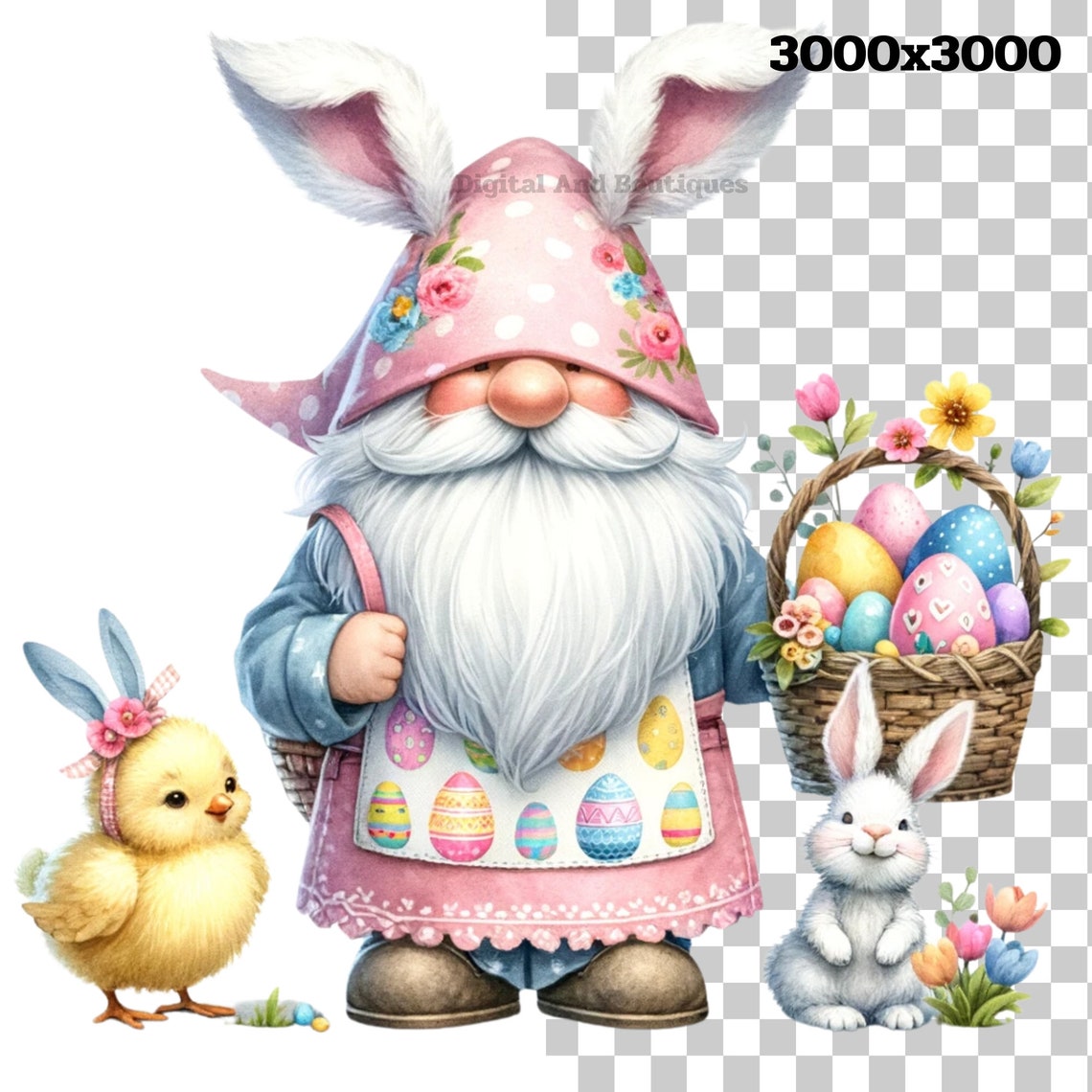 Easter Gnomes Clipart, Easter Bunny Clipart, Easter Gnome Graphics ...
