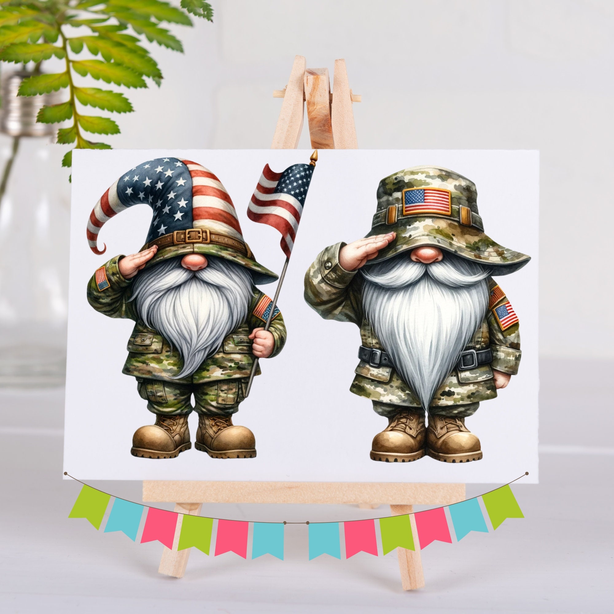 Soldier Gnome Sublimation, Patriot Gnome, Watercolor Gnomes Clipart ...