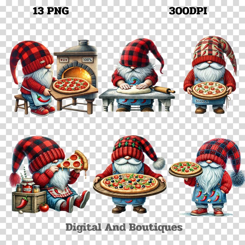 Pizza Chef Gnome PNG Clipart Bundle (digital Download) - Etsy
