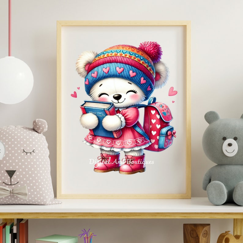 Teddy Bear Clipart, Back to School, Bear Clipart, Watercolor Teddy Bear ...