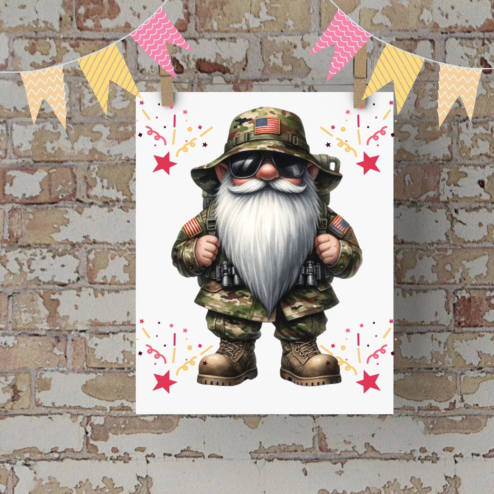 Soldier Gnome Sublimation, Patriot Gnome, Watercolor Gnomes Clipart ...