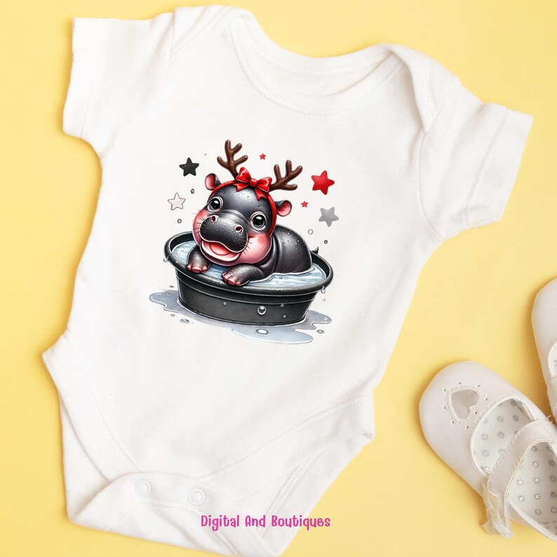 Moo Deng PNG, Bouncy Pig PNG, Xmas Baby Hippo, Christmas Hippo, Animal ...