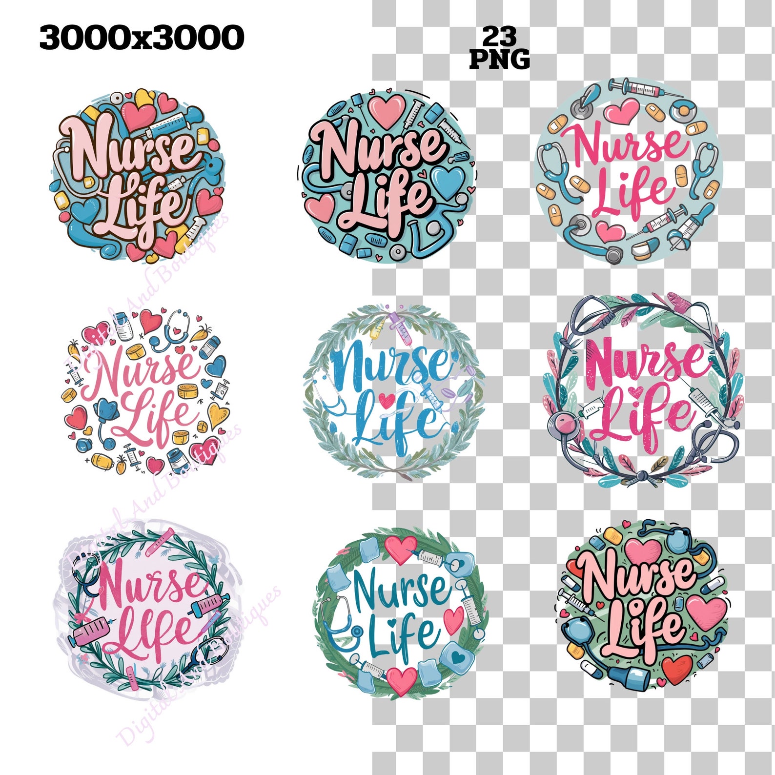 Nurse Font Clipart, Nurse Font Clipart PNG, Font Clipart Bundle, Nurse ...