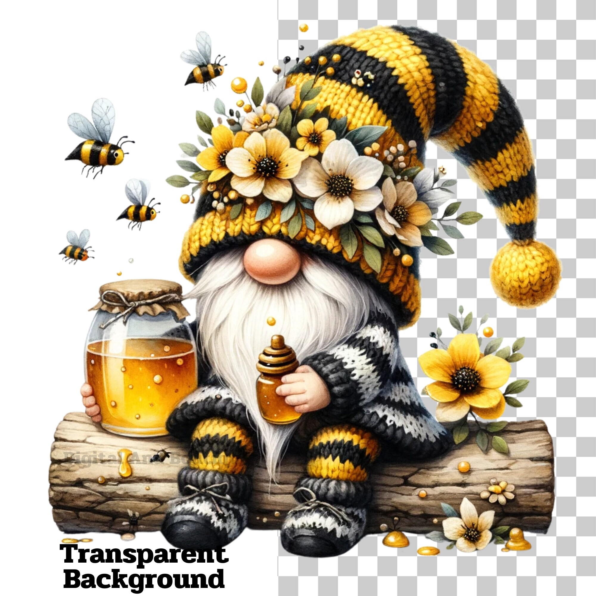 Bee Gnomes Clipart, Honey Bee Gnome Clipart, Honey Bee Clipart, Gnome ...