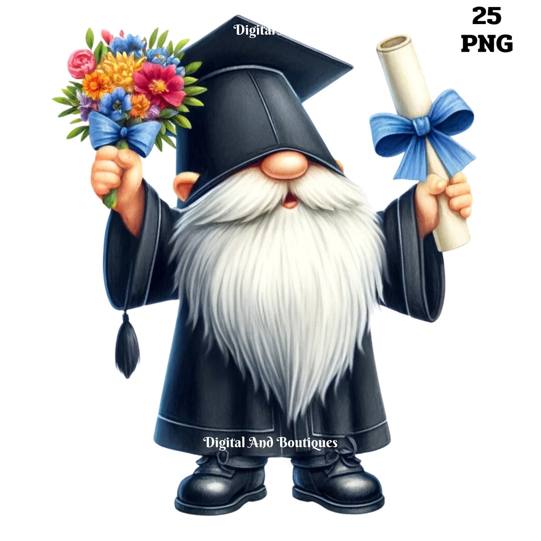 Graduation Gnome, Graduation Clipart, Graduation Ornament, Gnome ...