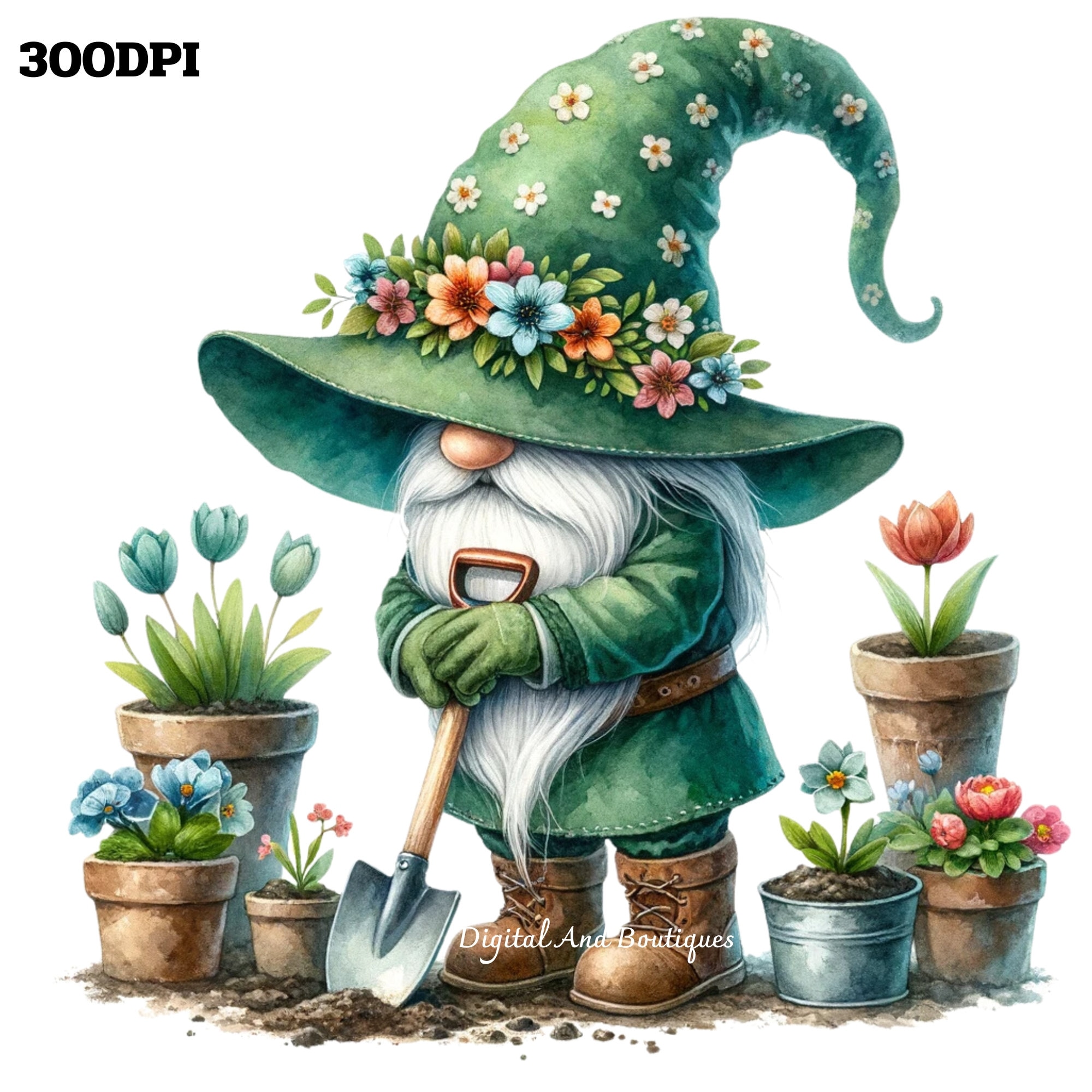 Spring Gnome Clipart, Garden Gnome, Gardener PNG, Home Decor, Gnome PNG ...