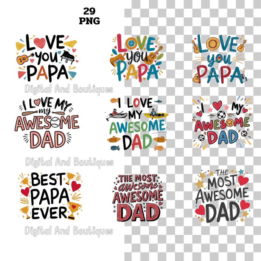 Father's Day Clipart, Clipart Bundle, Happy Fathers Day Clipart PNG ...