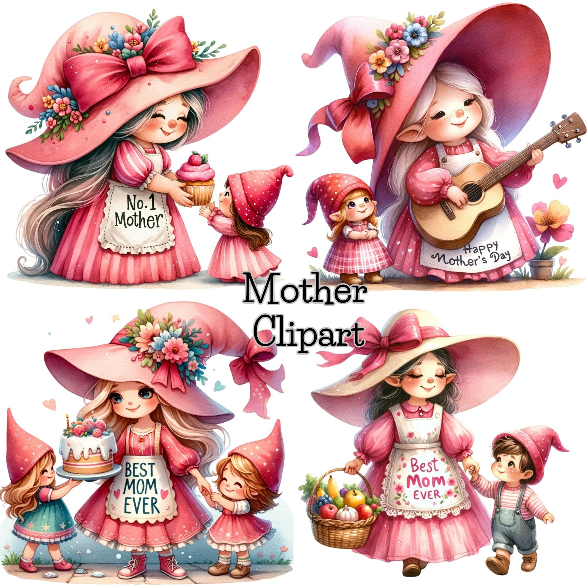 Mother's Day, Mother Gnome PNG, 24 Clipart Bundle, Mother Gnome, Mother ...