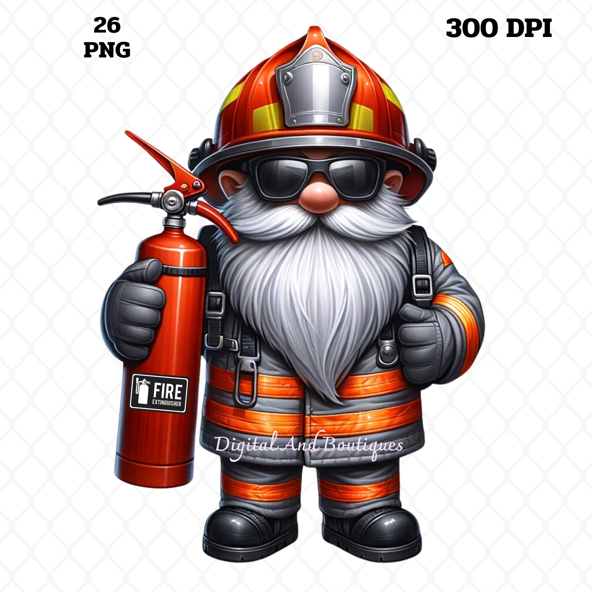 Firefighter Gnome Clipart, Fireman Gnome PNG, Rescue Gnome Clipart ...