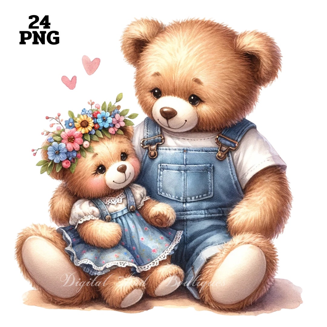 Teddy Bear Clipart, Father Clipart, Bear Clipart, Watercolor Teddy Bear ...