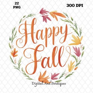 Happy Fall Font Clipart, Fall Season Clipart, Font Clipart Bundle, Font ...