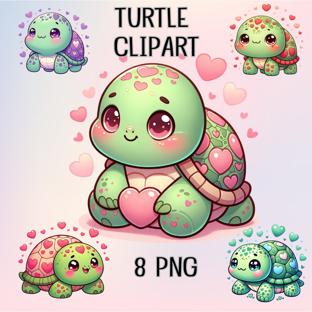 Watercolor Valentine Turtle Clipart, Turtle PNG, Valentine's Card ...