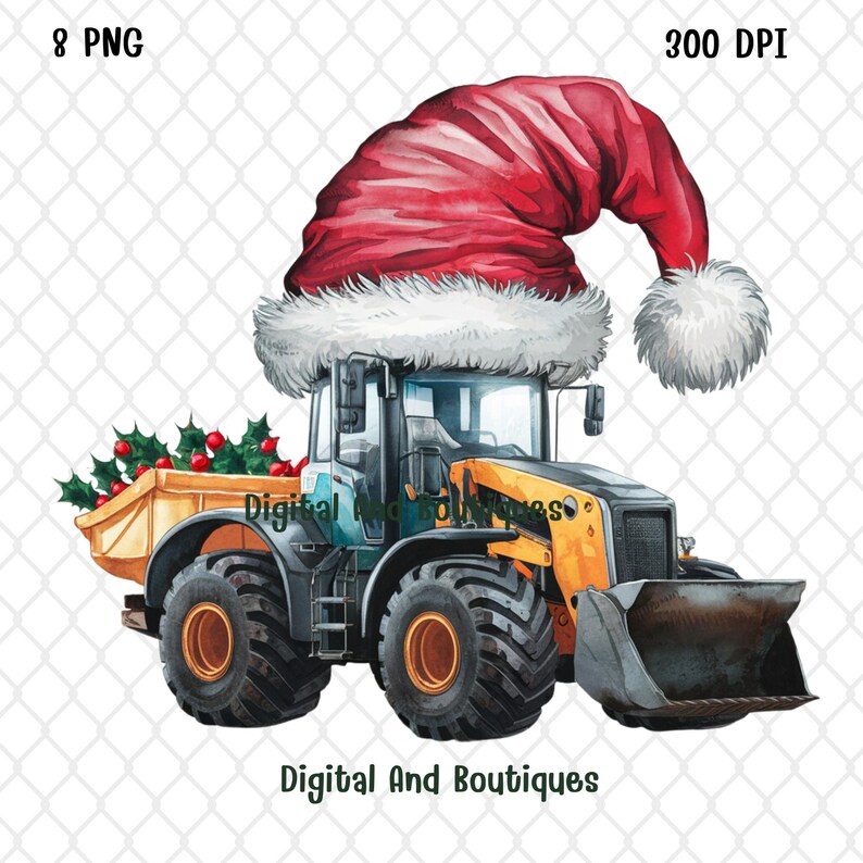 Digger Truck Christmas, Construction Christmas Clipart PNG, I Dig ...