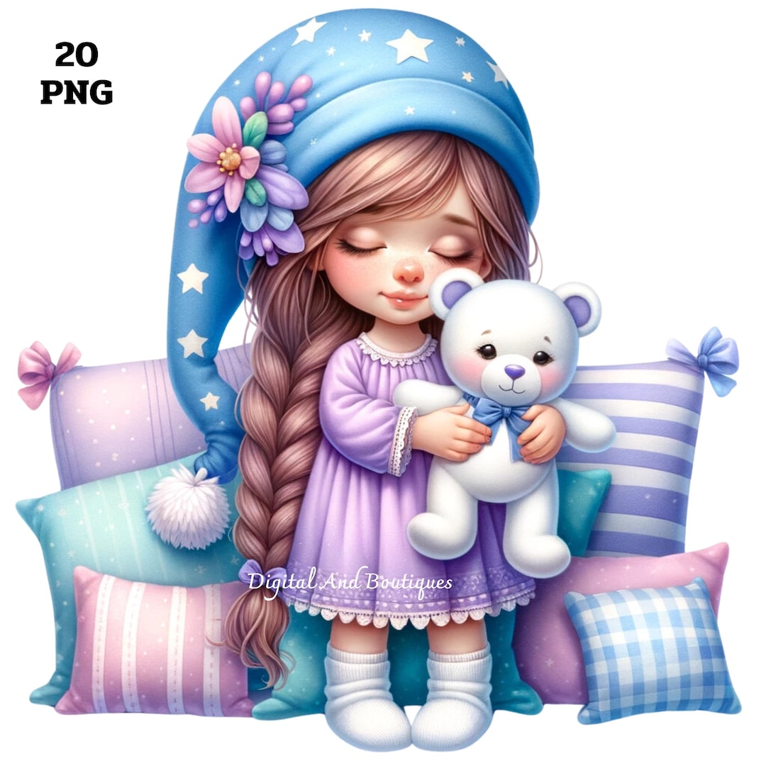 Sleeping Gnome Clipart, Pajamas Gnomes, Nursery Wall Art, Nursery Room Decor, Nursery Art, Scrap ...