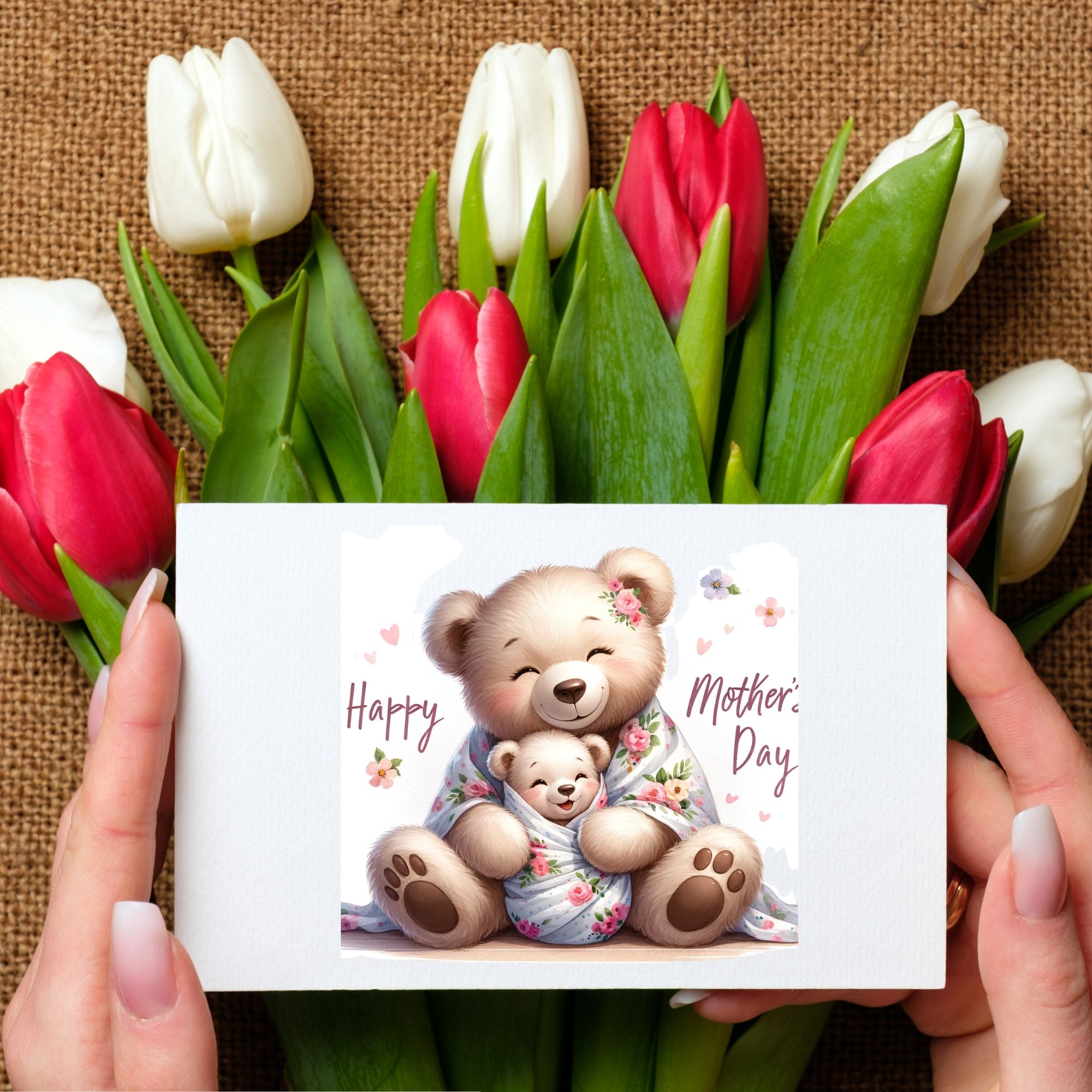 Teddy Bear Mother's Day PNG, Teddy Bear Clipart, Watercolor Teddy Bear ...