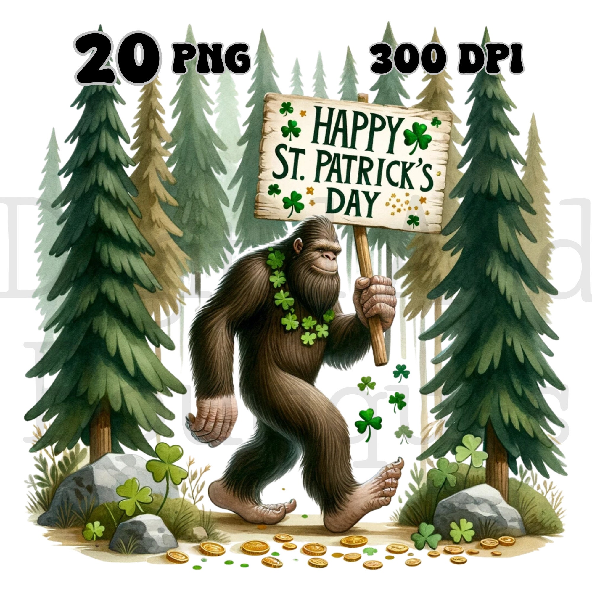 St Patrick's Day Bigfoot Clipart, 20 Clipart Bundle, Saint Patrick ...