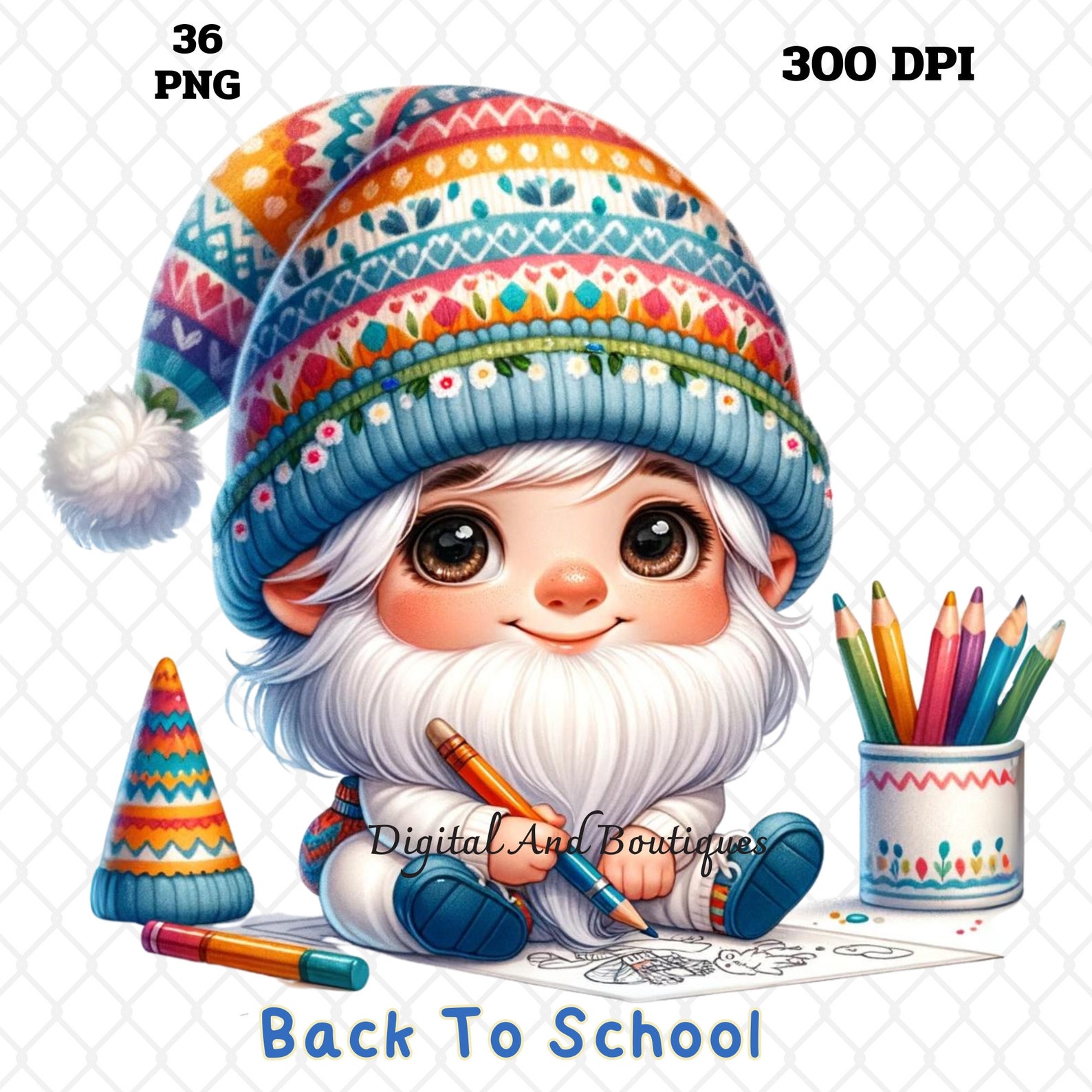 Back to School Boy Gnome, Back to School Clipart PNG, Classroom Decor ...