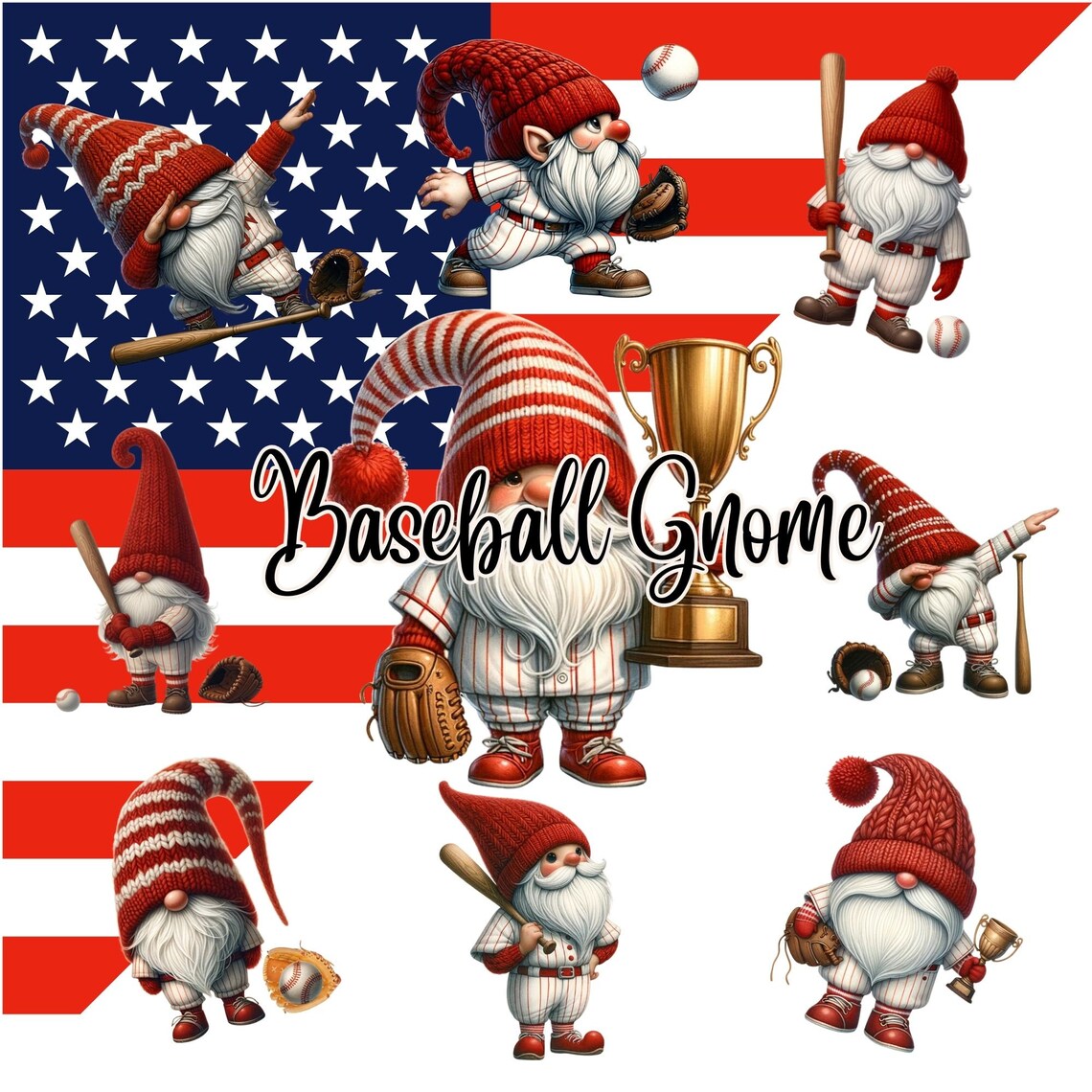 Baseball Gnome Clipart, Baseball Gnome, PNG Clipart, Gnome Art, Craft ...