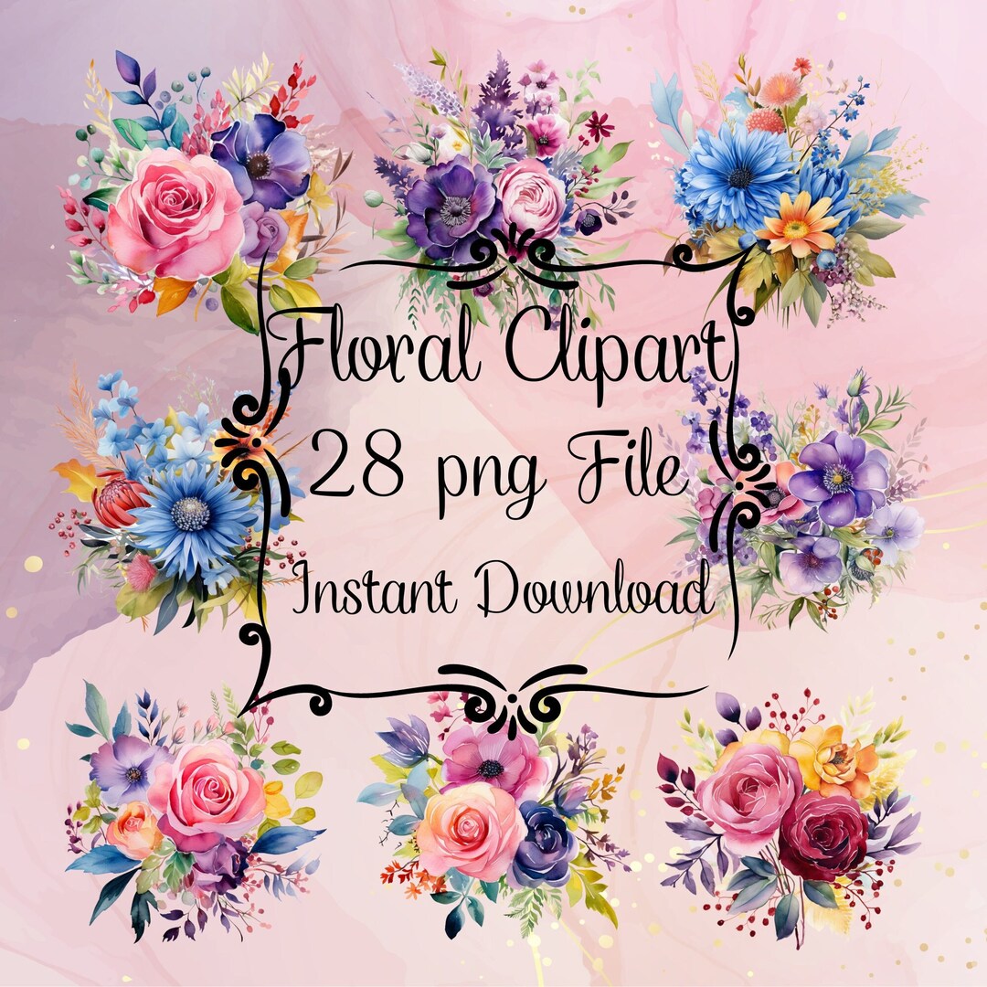 Floral Wedding Clipart, 28 PNG Transparent Background, Floral Wedding ...