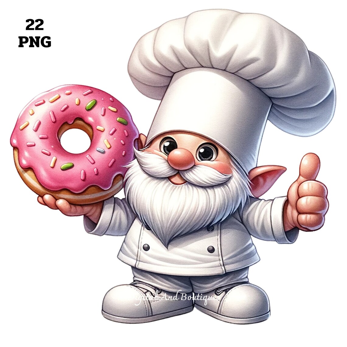 Pastry Gnome, Chef Gnome Clipart, Gnome PNG, Pastry Clipart, Bakery ...