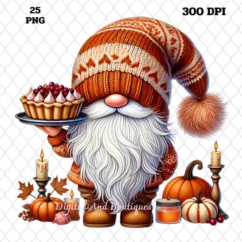 Thanksgiving Gnomes, Fall Gnome Clipart, Gnome Holding Sign Clipart ...