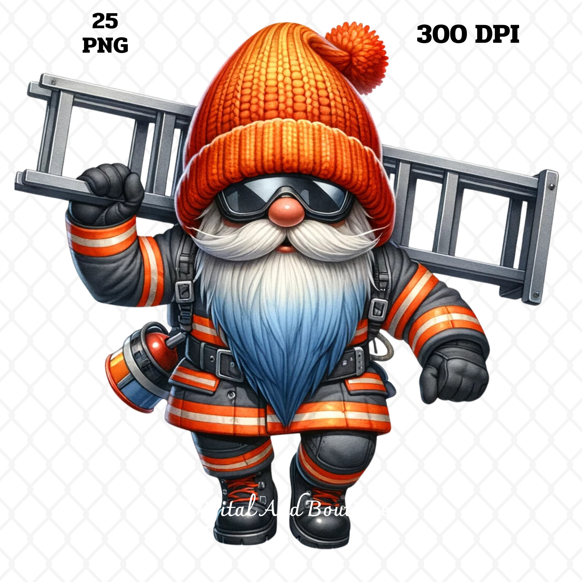 Firefighter Gnome Clipart, Fireman Gnome PNG, Rescue Gnome Clipart ...