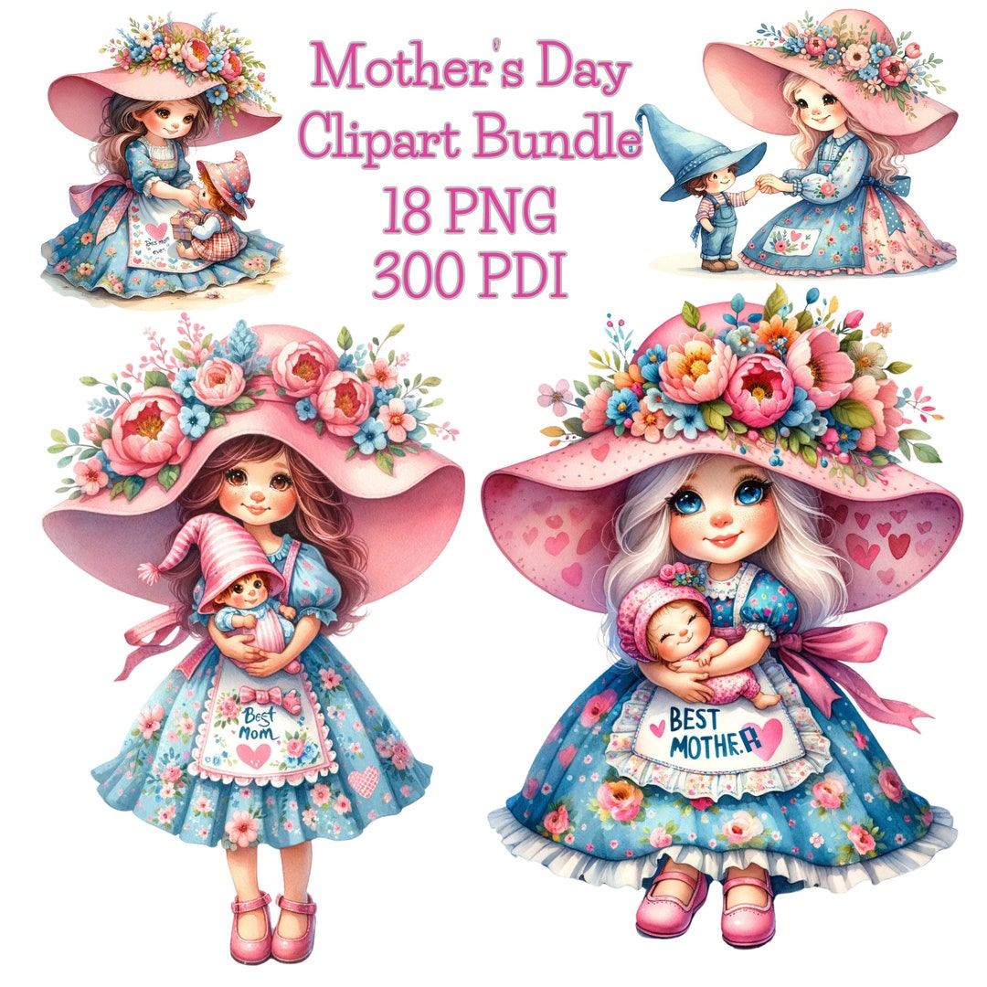 Mother's Day, Mother Gnome PNG, 18 Clipart Bundle, Mother Gnome, Mother ...
