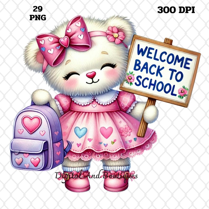 Teddy Bear Clipart, Back to School, Bear Clipart, Watercolor Teddy Bear ...
