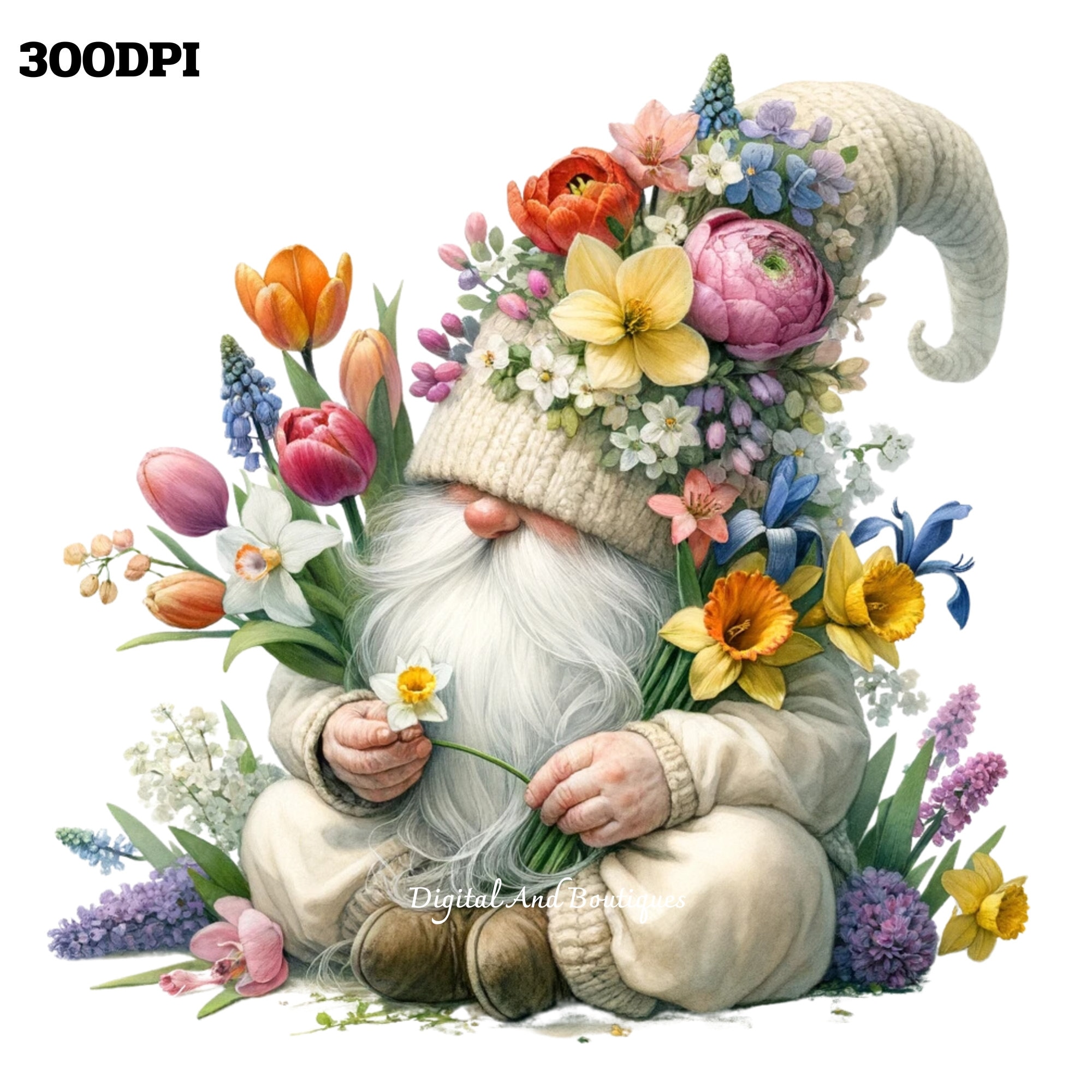 Spring Flowers Clipart, Spring Gnomes PNG, Spring Flowers, Wildflowers ...