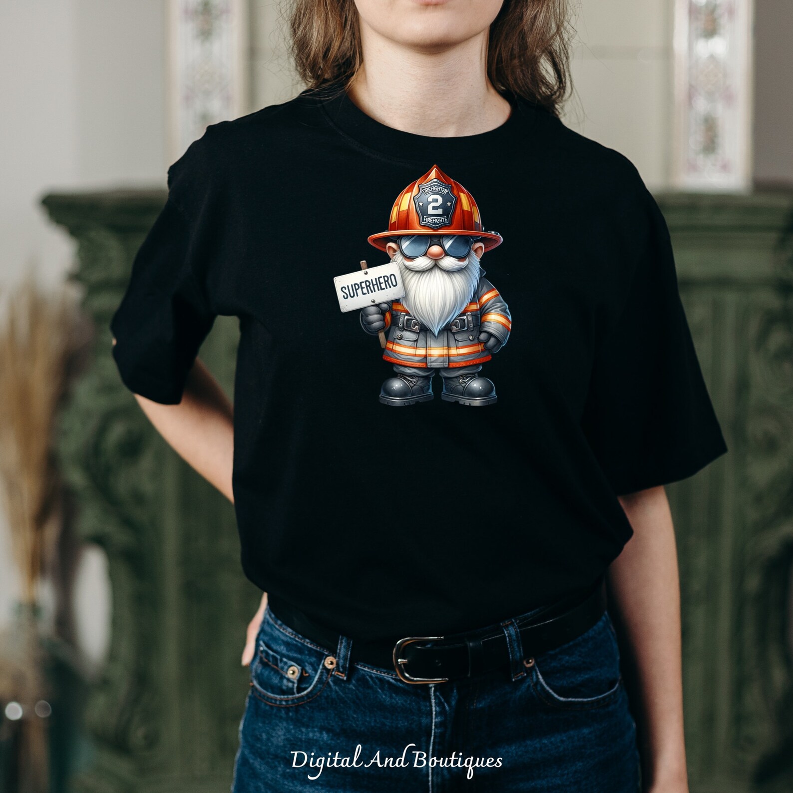 Firefighter Gnome Clipart, Fireman Gnome PNG, Rescue Gnome Clipart ...