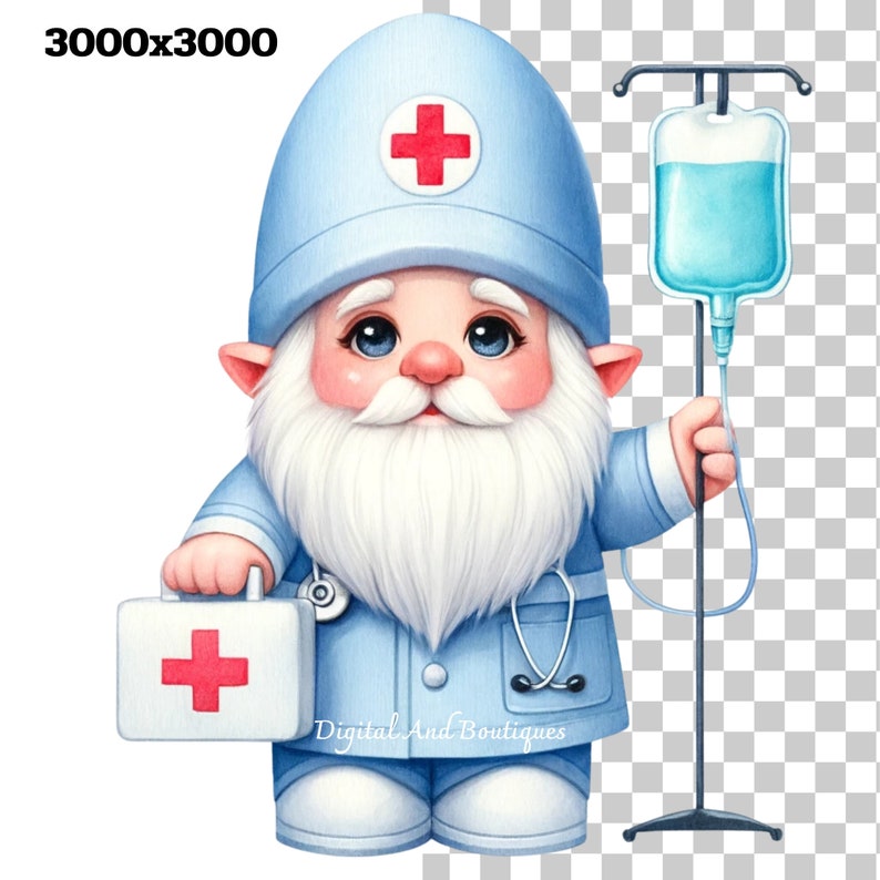 Nurse Gnome Clipart, Healthcare Gnome Clipart, Medical Gnome ...
