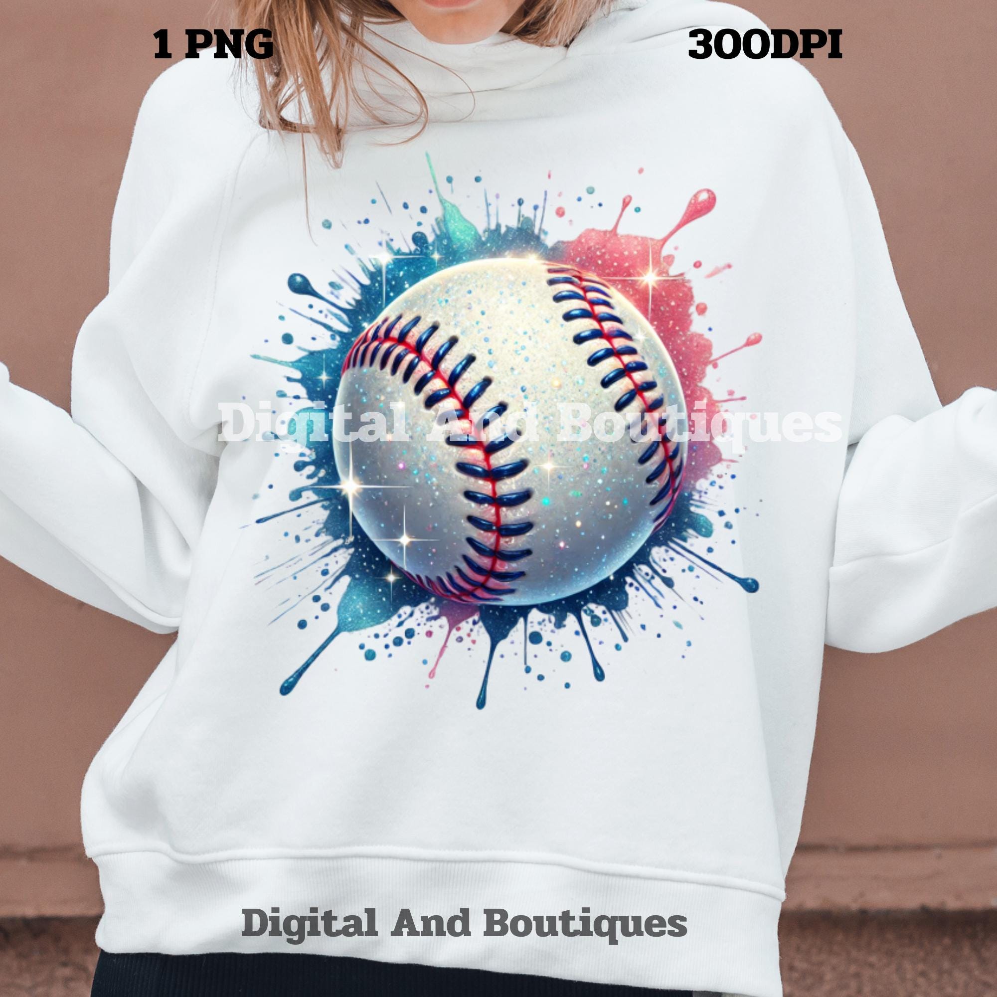 Glitter Baseball Watercolor, Glitter Baseball PNG, Baseball Mama ...