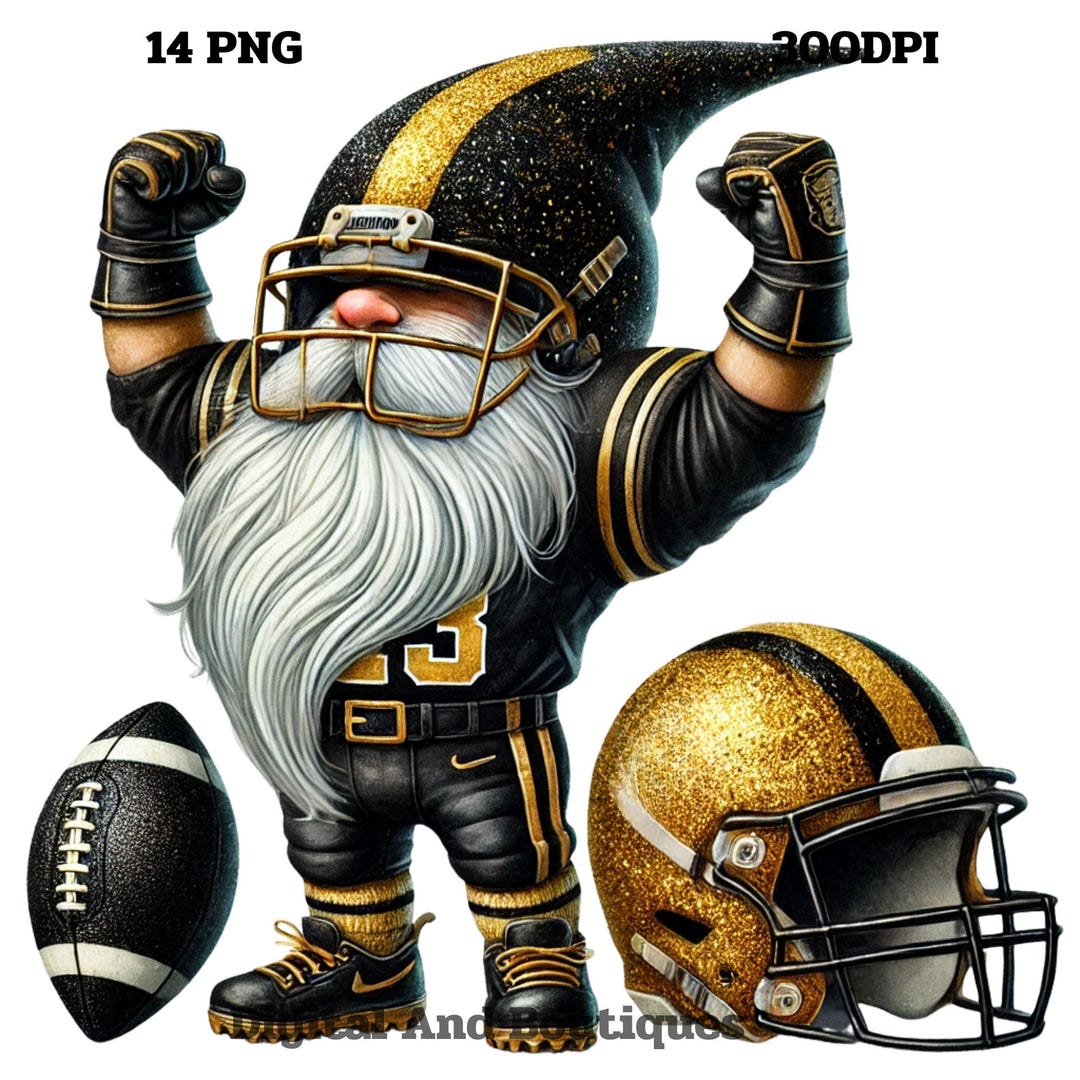 Football Gnome PNG, Football PNG, American Football, Black and Gold ...