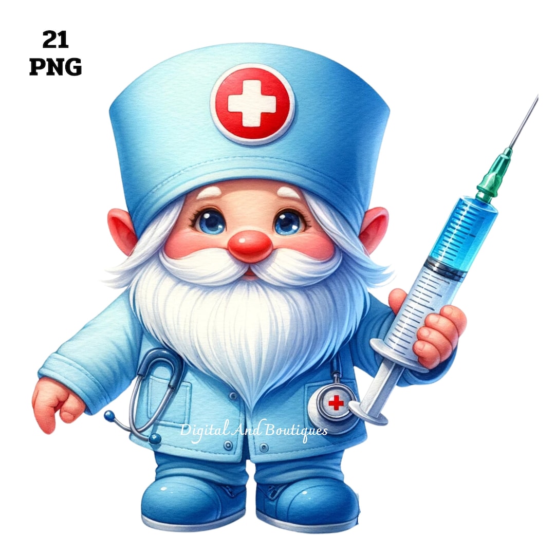 Nurse Gnome Clipart, Healthcare Gnome Clipart, Medical Gnome ...