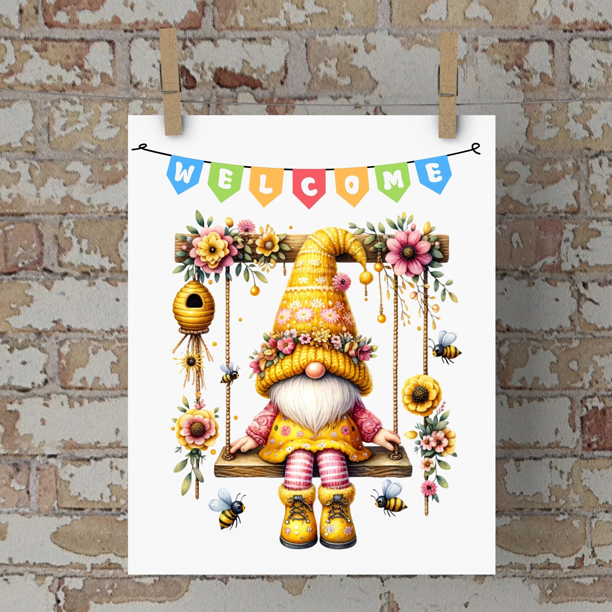 Bee Gnomes Clipart, Honey Bee Gnome Clipart, Honey Bee Clipart, Bee ...