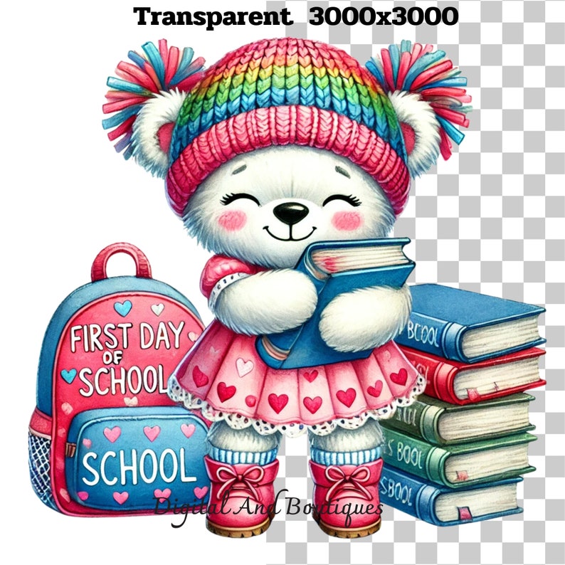 Teddy Bear Clipart, Back to School, Bear Clipart, Watercolor Teddy Bear ...