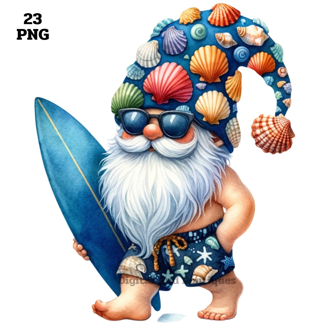 Beach Gnomes, Summer Beach Gnomes Clipart, Surf Gnomes, Summer Beach ...