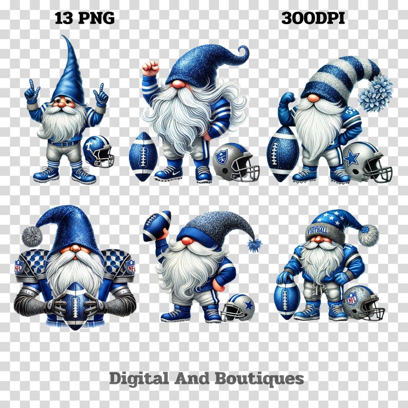 Football Gnome PNG, Football PNG, American Football, Blue and Silver ...
