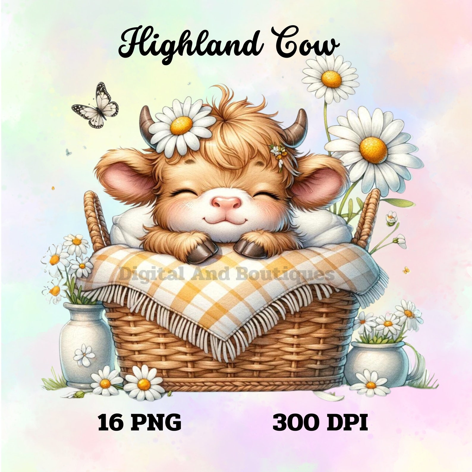 Daisy Highland Cow Clipart, Daisy Baby Cow, Baby Animal, Baby Cow ...