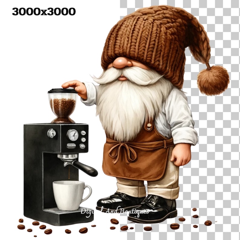 Coffee Gnomes, Gnome Sticker, Coffee Sticker PNG, Kitchen Decor, Coffee ...