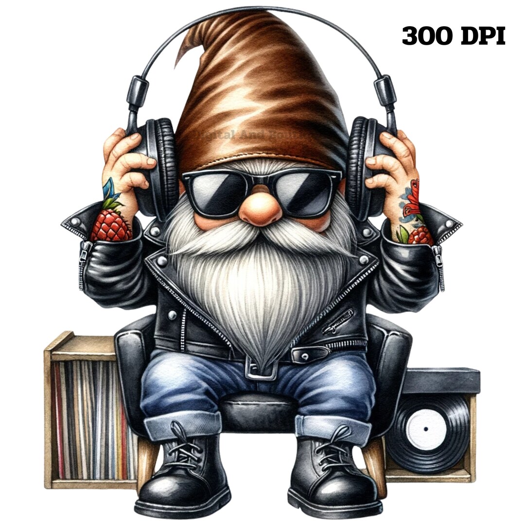 Headphone Gnome Clipart, Music Lover Gnome, Guitar Gnome, Musician ...