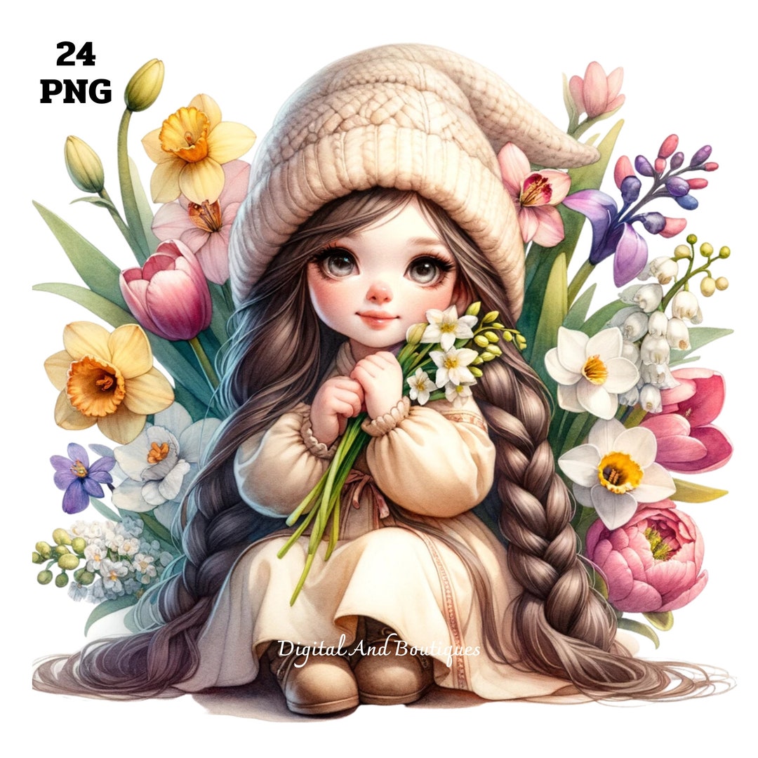 Spring Flowers Girl Gnomes, Cute Girl Gnomes, Spring Flowers ...