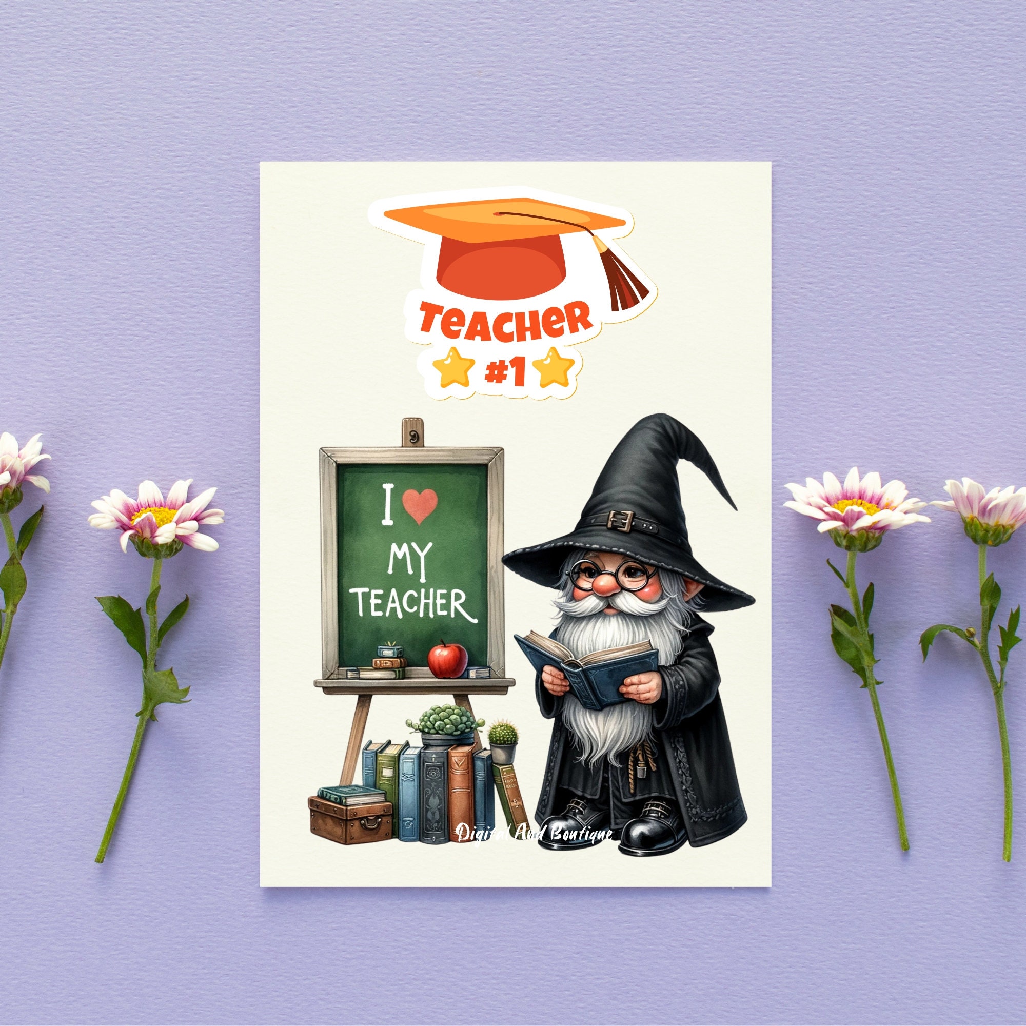 Teacher Gnome Clipart, Teacher Gnome PNG, Teacher Appreciation, Teacher ...