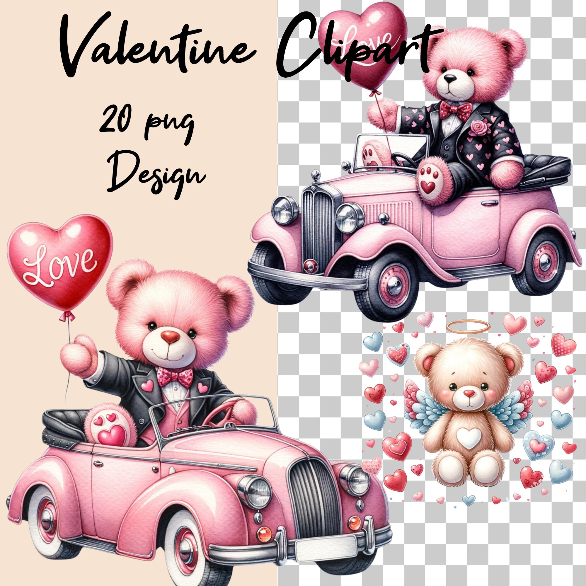 Watercolor Valentine Bear Clipart, PNG Transparent Background ...