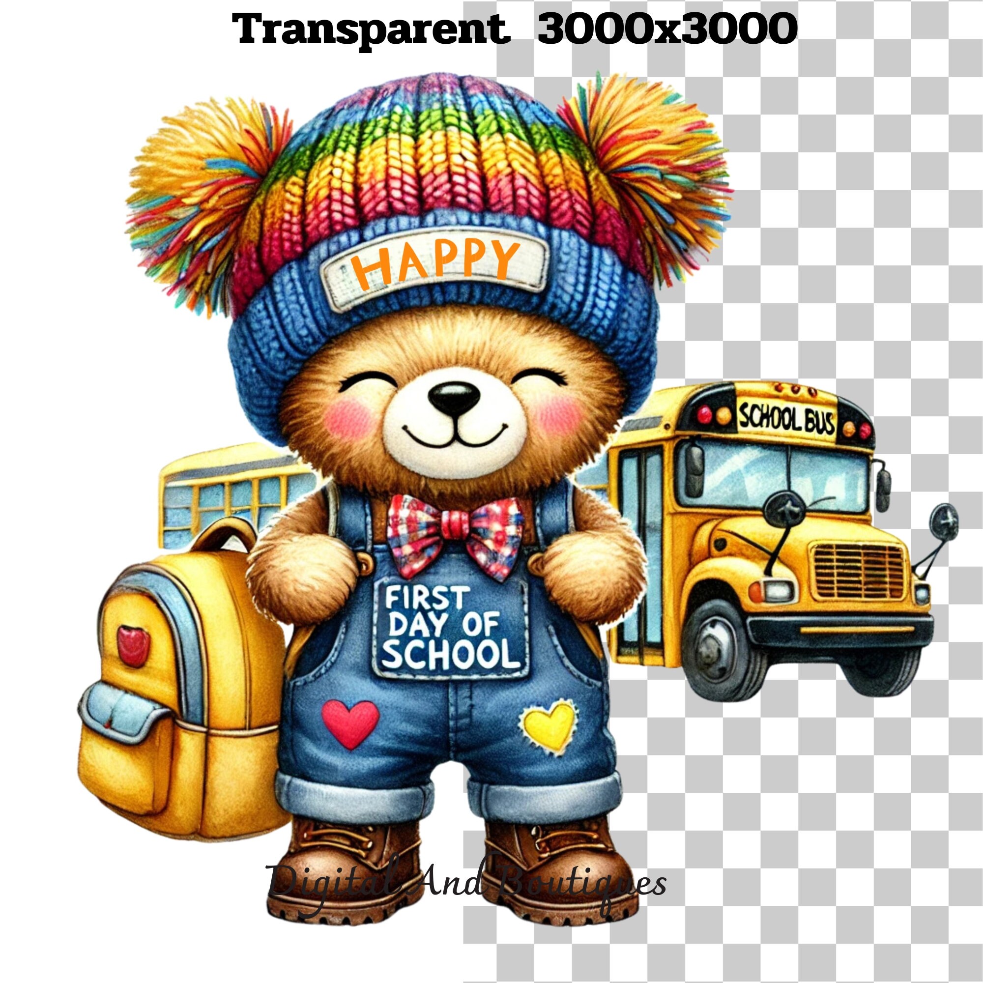 Teddy Bear Clipart, Back to School, Bear Clipart, Watercolor Teddy Bear ...