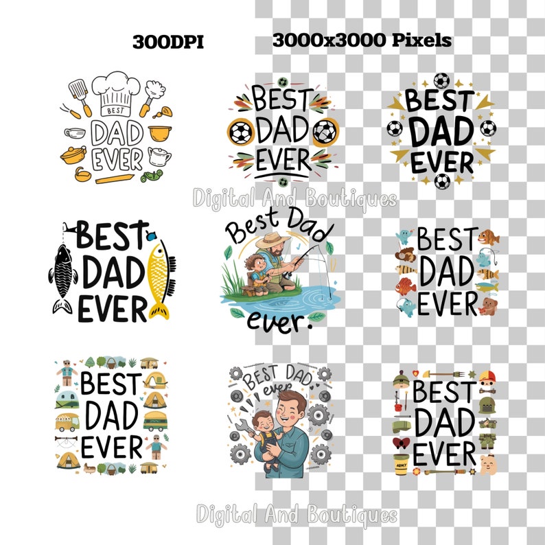 Father's Day Clipart, Best Dad Ever, Happy Father's Day Clipart PNG ...