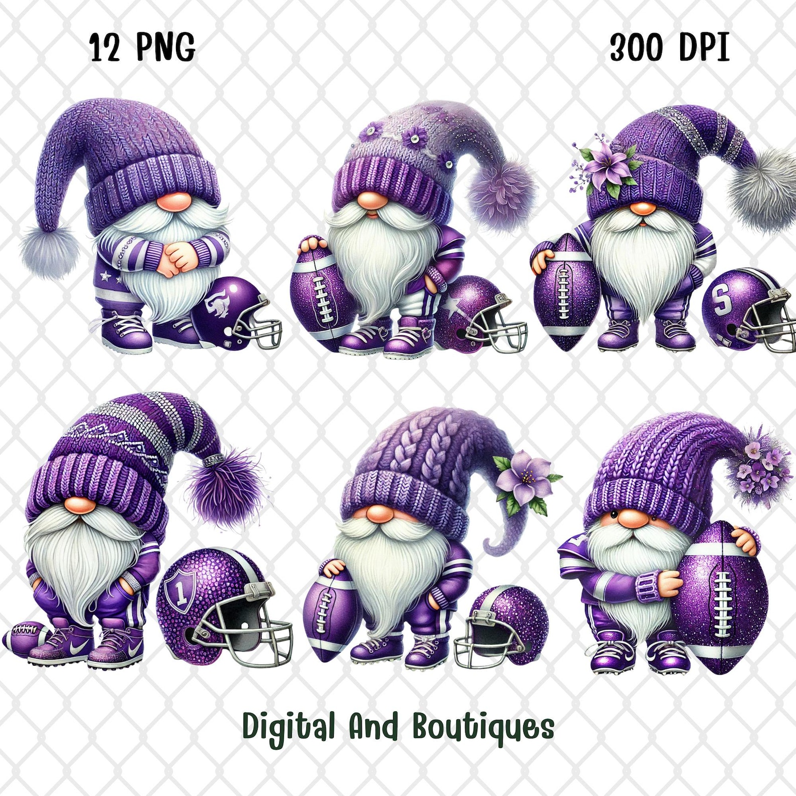 Football Gnome PNG, Football PNG, American Football, Purple and Silver ...